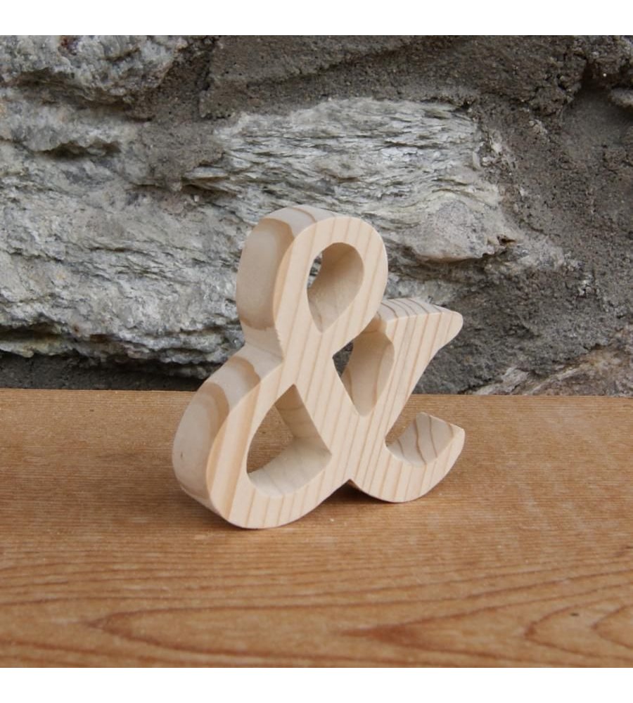Mots et prénoms en bois : signe and, esperluette 5 cm en bois a poser